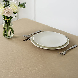 maxmill Faux Linen Textured Rectangle Tablecloth Water Resistant Wrinkle Free Spill-Proof, Soft Table Cloth for Dining Room Decoration, Banquet Parties Event Holiday Dinner, 60 x 84 Inch Beige