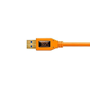 Tether Tools TetherPro USB 3.0 to Micro-B Right Angle Cable | for Fast Transfer and Connection Between Camera and Computer | High Visibility Orange | 15 Feet (4.6 m)