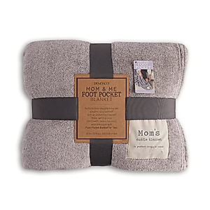 DEMDACO Mom and Me Cuddle Greywash 60 x 70 Fleece Fabric Foot Pocket Throw Blanket