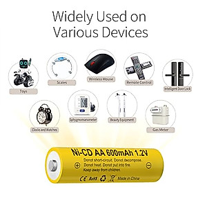 YXZHENG Batteries AA NiCd 600mAh 1.2V Rechargeable for Solar Garden Lights (16pcs AA)