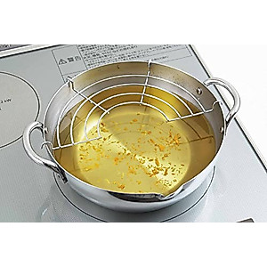 Yoshikawa SJ3391 Tempura Pot, 7.9 inches (20 cm), Gas Flame and Induction Compatible, Made in Japan, Stainless Steel