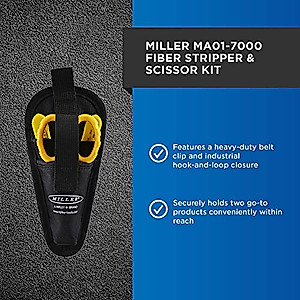 Miller MA01-7000 Kit, FO 103-T-250-J 3-Hole Fiber Optic Cable Stripping Tool and KS-1 Kevlar Scissors, Easily Portable Tool Set with Belt Clip Pouch for Professionals