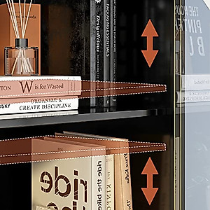 AIEGLE Kitchen Pantry Storage Cabinet with Glass Doors & Drawer, Freestanding Kitchen Pantry Cupboard, Utility Pantry Cabinet for Dining Room, Living Room, Black (31.5”W x 13.8”D x 70.9”H)