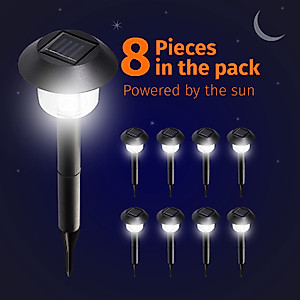 Solar Garden Lights Outdoor, Led Stake Lighting Solar Powered Pathway, Walkway, Patio and Landscape 15 Lumens Bright, Waterproof, Durable 8-Pack
