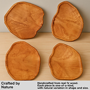 Driini Premium Handmade Root Wood Lazy Susan Turntable Organizer - Rustic Wooden Serving Platter Cheese Board (12")