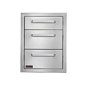 WHISTLER Stainless Steel Built in Access Triple Drawers for Outdoor Kitchen BBQ Island Storage,L 16.5" x W 21.9" x H 22"