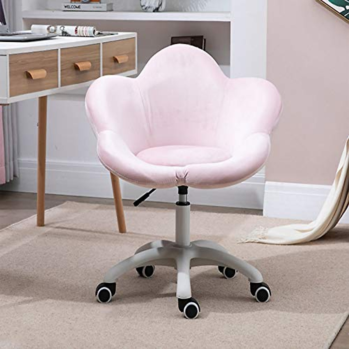 MayNuo Office Chair Gaming Chair Computer Chair Ergonomic Adults Computer Chair Petal Swivel Chair with Soft Seat,Adjustable Desk Chair Upholstered Armchair for Bedroom Living,Home Offi/Gray/33*42*35C
