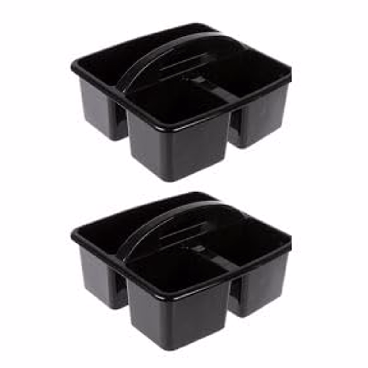 Hobby Lobby Organizer Caddy, 3 Compartments, Large Handle, Black Plastic, Set of 2, for School Supplies