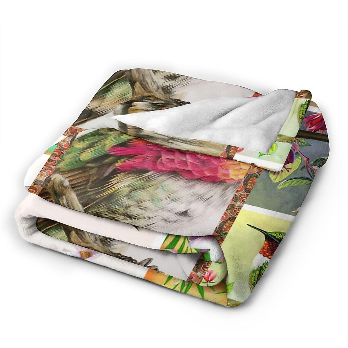 Hummingbird Blanket Soft Cozy Cute Spring Birds Fleece Plush Decor Throw Blanket All Season Ultra Warm Lightweight Fuzzy Hummingbird Blanket Gifts for Girls Women Boys Men Kids Bed 40"X50"