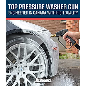 McKillans Short Pressure Washer Gun with Replacement M22 Inlet- High Pressure Water Handle with 1/4” Quick Connector Coupler - Power Washer Gun Compatible with Foam Cannon - Car Wash Foam Gun