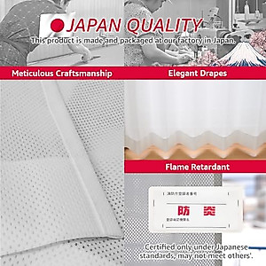 One-Way See Through Privacy Lace Curtains [Ninja], 194 Sizes, Made in Japan, Pinch Pleated 2 Panels Set, Hooks & Rings Included, Insulating, White Semi Sheer for Living Room/Bedroom, 49.2"W x 94.9"L