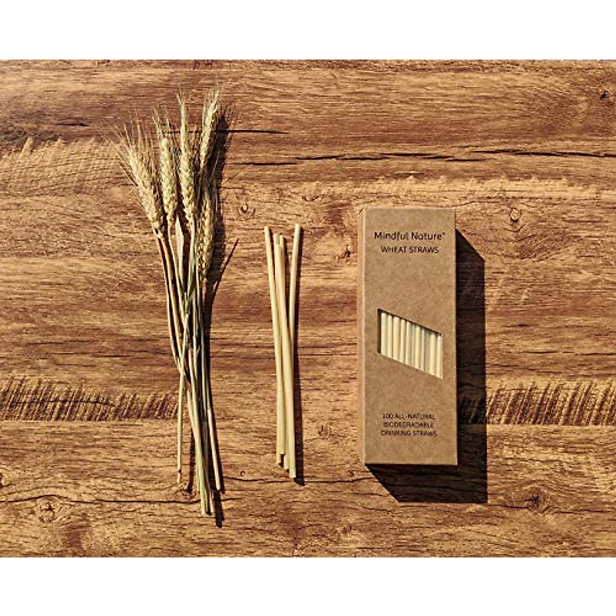 Mindful Nature® Wheat Straws - 100 All-Natural Drinking Straws - Single use, Disposable, Biodegradable, and Compostable