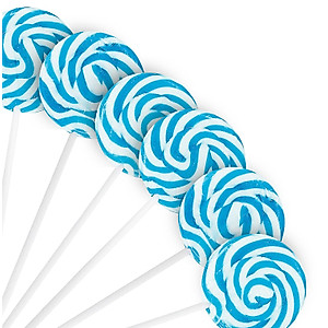 LIGHT BLUE SWIRL LOLLIPOPS - 24 SUCKERS INDIVIDUALLY WRAPPED - 2 INCH POPS