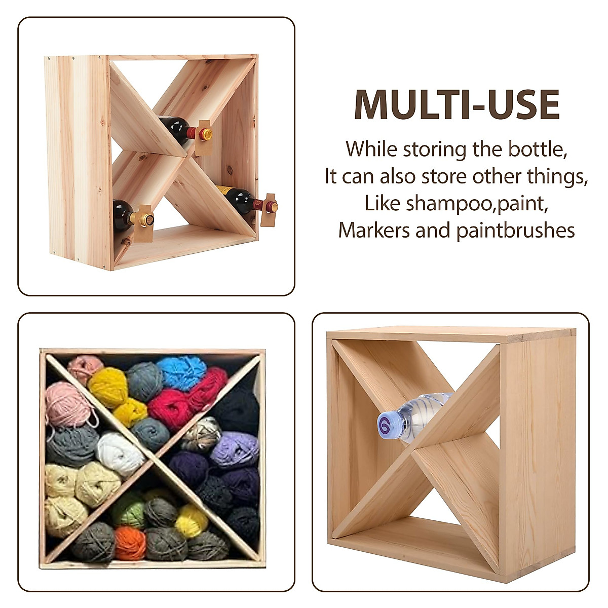 JAXPETY Stackable Wine Rack 48 Bottle Liquor Display Storage Cube Free Standing Floor Wine Cabinet for Cellar & Kitchen