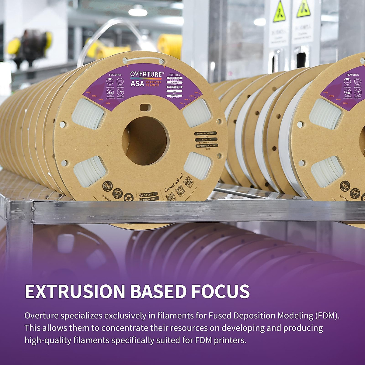 OVERTURE ASA Filament 1.75mm, 1kg Spool (2.2lbs) 3D Printer Filament, Premium Anti-UV, ASA Filament Perfect for Printing Outdoor Functional Parts, Dimensional Accuracy +/- 0.02 mm (White)