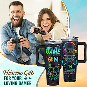 Gamer Gift for Men from Daughter, Son, Kids, Wife - 40oz Game Tumbler With Handle and straw for Father's Day, Christmas, Birthday, Valentines Day - 40 oz Stainless Steel Tumbler for Gaming Men