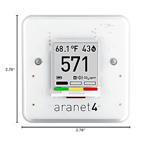 SAF Aranet4 Home: Wireless Indoor Air Quality Monitor for Office or School (CO2, Temperature, Humidity and More) Portable, Battery Powered, E-Ink Screen, App for Configuration & Data History