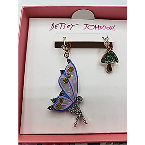 Betsey Johnson Fairy Mushroom Mismatched Drop/Dangle Earrings NIB Great Gift Idea Mother' Day Valentine's Day Easter XMAS Christmas Gifts