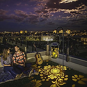 Taomika 2 Pack Solar Lanterns Garden Hanging Solar Lantern Outdoor Waterproof, Solar Lantern Metal LED Decorative for Patio Yard, Pathway, Fence, Walkway, Decorative Lamp