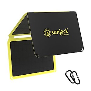 SunJack 25 Watt Foldable IP67 Waterproof ETFE Monocrystalline Solar Panel Charger with USB-C and USB-A for Cell Phones, Tablets and Portable for Backpacking, Camping, Hiking and More