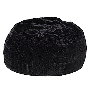 Christopher Knight Home Heavy Metal Inc Meridian Bean Bag Plush Faux Fur Chair | Comfortable and Fun Beanbag for The Whole Family| Non-Spill Memory Foam Filling (Black), Small