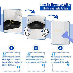 Big Lighting Deals Corner Shower Shelf 2-Pack, Larger Adhesive Shower Corner Caddy for Inside Shower with Hooks and Towel Bar, Corner Shower Organizer for Bathroom, Black