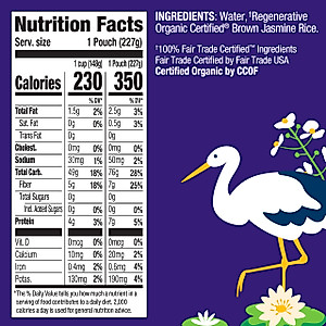 Lundberg Brown Jasmine Rice, Ready in 90 Seconds – RegenerativeOrganic Certified Long Grain Brown Rice, Microwavable, Fluffy, Non-Sticky, Aromatic Organic Rice, 8 Oz