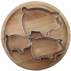 Mini Pig Shaped Cookie Cutter Set of 3 pcs, Stainless Steel Piggy Fondant Cutters