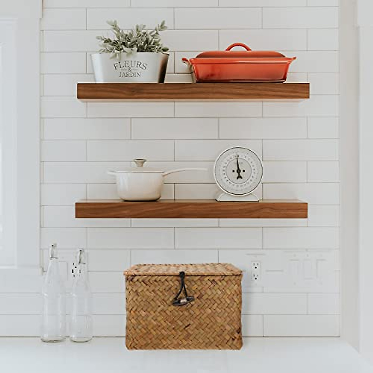 DOITOOL Straw Rattan Storage Basket With Lid Square Wicker Storage Bins Tea Storage Box With Cover Organizer Home Decoration (Large)