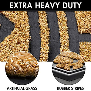 Mibao Half Round Door Mat, Non-Slip Welcome Entrance Way Mat, Durable Rubber Mats, Low-Profile Heavy Duty Doormat, Circle Mats for Garage, Patio, High Traffic Areas, 24" x 36", Yellow