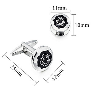 HAWSON Black Cufflinks Tuxedo Studs Set for Men - 2 Pcs Cufflinks with 6 Pieces Studs in Gift Box