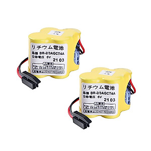 BAOBUTE 6V 4400mAh BR-2/3AGCT4A Replacement Battery for FANUC A98L-0031-0025 CNC System with Black Plug(Pack of 2), 33MM*34MM*34MM