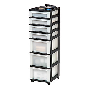 IRIS USA 7-Drawer Storage Cart with Organizer Top and 44 Drawer Parts Cabinet, Black