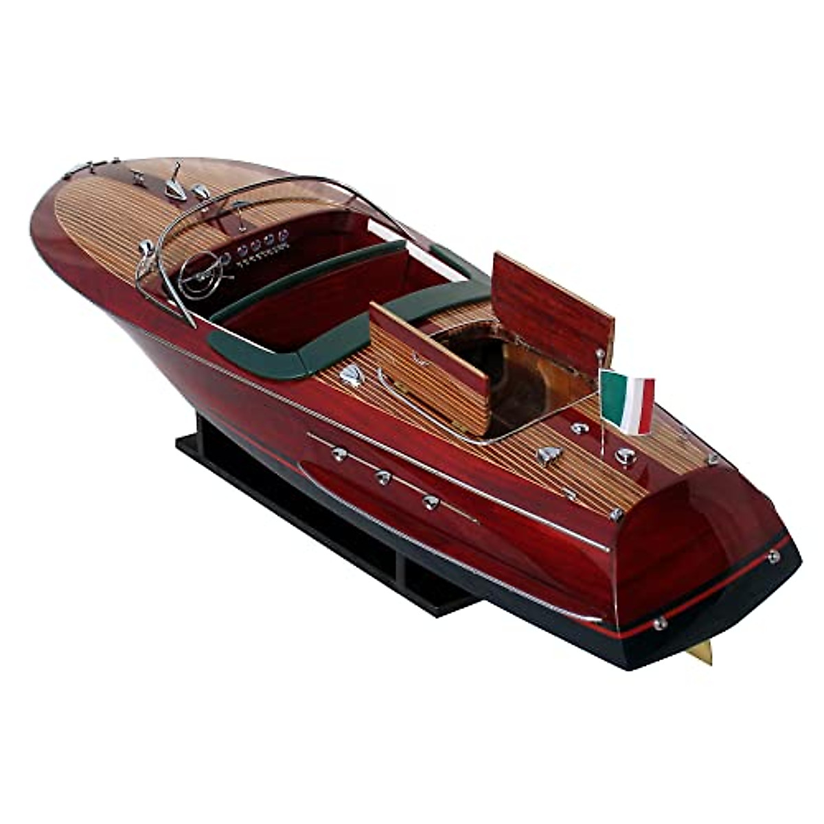 Wooden Model Boats Handicraft Riva ARISTON Painted, Assembled Wooden Boat Decoration, Model Boat Display, Riva Model Boat, RED, 50X14X14 CM
