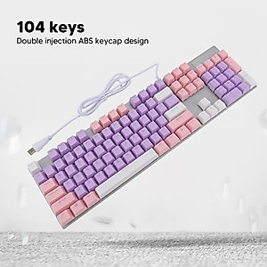 Gaming Keyboard, 104 Keys Ergonomic RGB Backlit Keyboard,Wired Keyboard with Wide Compatibility,Durable and Potable Mechanical Keyboard, Gaming PC Keyboard for Windows for OS (