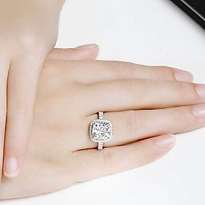 Jude Jewelers Platinum Plated 4 Carat Princess Cut CZ Simulated Diamond Wedding Engagement Proposal Ring (Silver, 7)