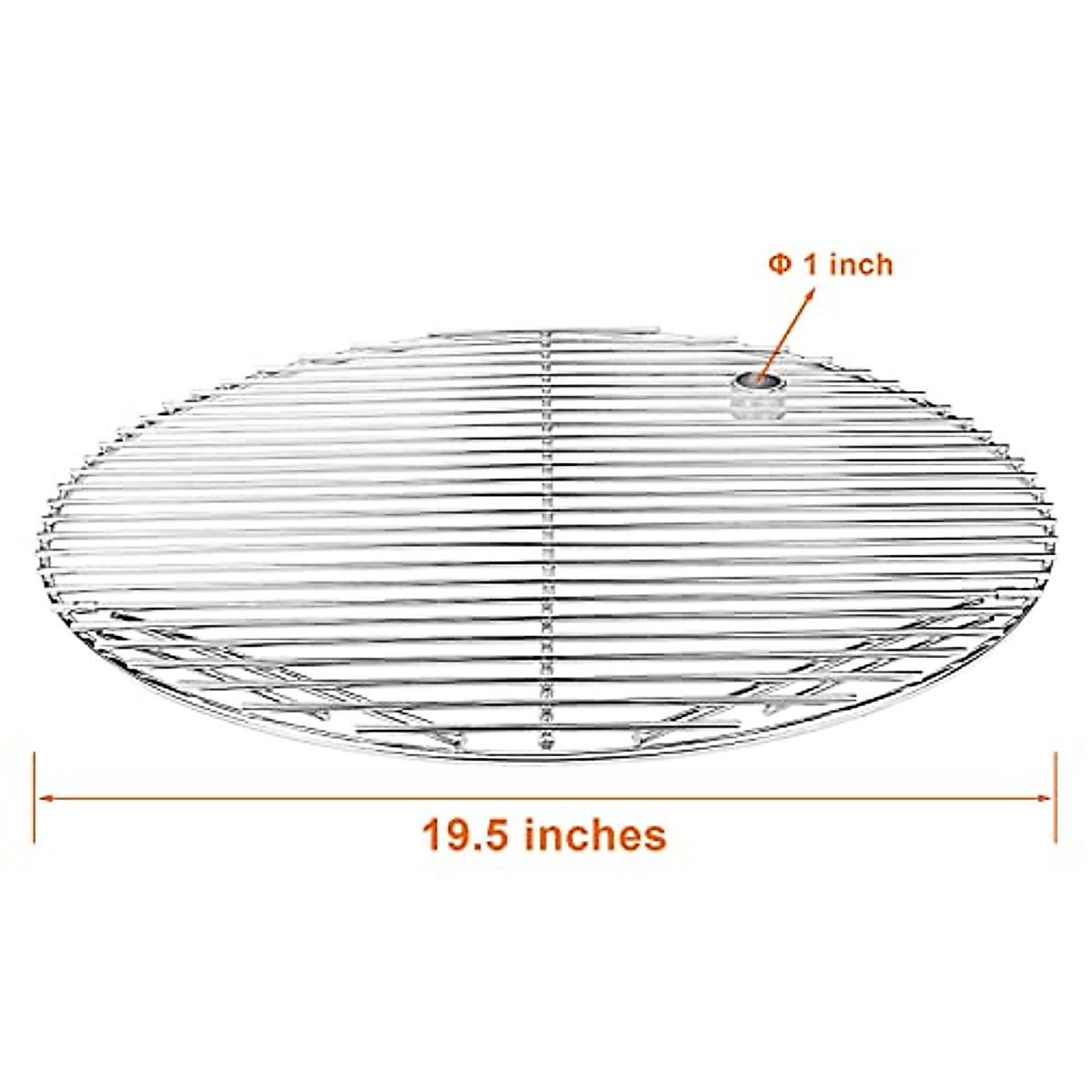Grisun Round Cooking Grate 19.5 Inch - for Akorn Kamado Ceramic Grill, Pit Boss K24, Louisiana Grills K24, Char-Griller 16620, Solid Rod Round Grill Grate, 304 Stainless Steel