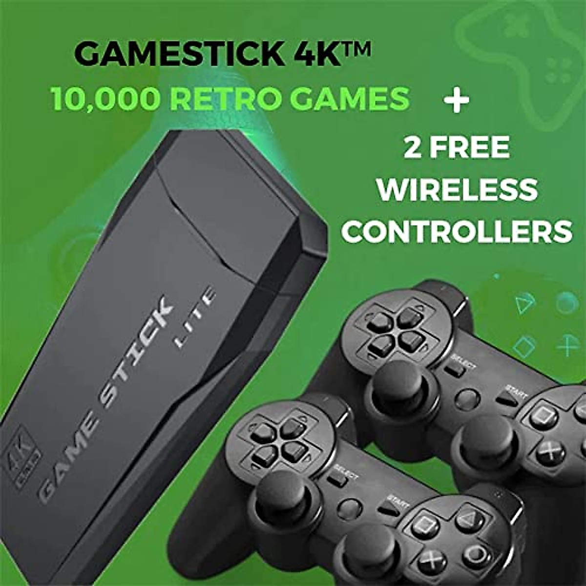 Game Stick 4K 64 GB - 10,000 Retro Games, 2.4G Wireless Controller Gamepad 4K Game Stick, Plug & Play Nostalgia Stick Game, Wireless Retro Game Console, 4K HDMI Output TV Game Stick (128)