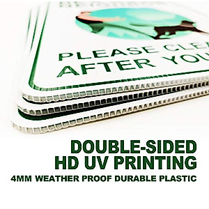 Clean Up After Your Dog Signs (4 Pack, 9 x 12") With Metal H-Stakes, Double Sided,No Dog Poop Lawn Signs,Outdoor & Sturdy