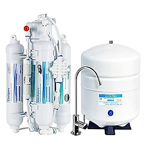 Geekpure 4 Stage Reverse Osmosis RO Drinking Water Filter System with Quick Change Filters -Portable-100 GPD