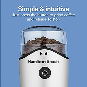 Hamilton Beach 4.5oz Electric Coffee Grinder For Beans, Spices & More, Stainless Steel Blades, Silver (80350RV)