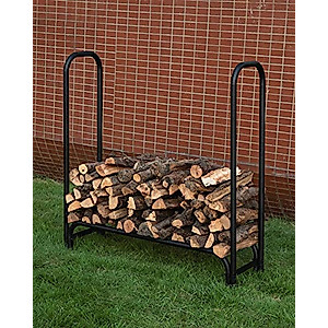 GASPRO 4FT Firewood Rack Outdoor with Cover, Includes Thickened & Widened Rungs, Heavy Duty Log Rack Wood Holder, Easy to Assemble