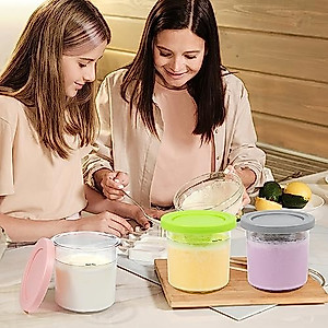 MIMLEN Containers - 4 Pack, Replacement for Ninja Creami Pints And Lids, Compatible with NC299AMZ NC301 NC300 Series