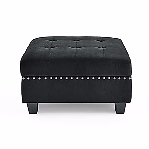 Melpomene 142'' U-Shape Velvet Sectional Sofa Couch，DIY Combination Includes 7 Single Chair 4 Corner and 1 Ottoman, Living Room Furniture Set for Villa & House,Black