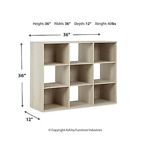 Signature Design by Ashley Socalle Modern 9 Cube Storage Organizer or Bookcase, Beige
