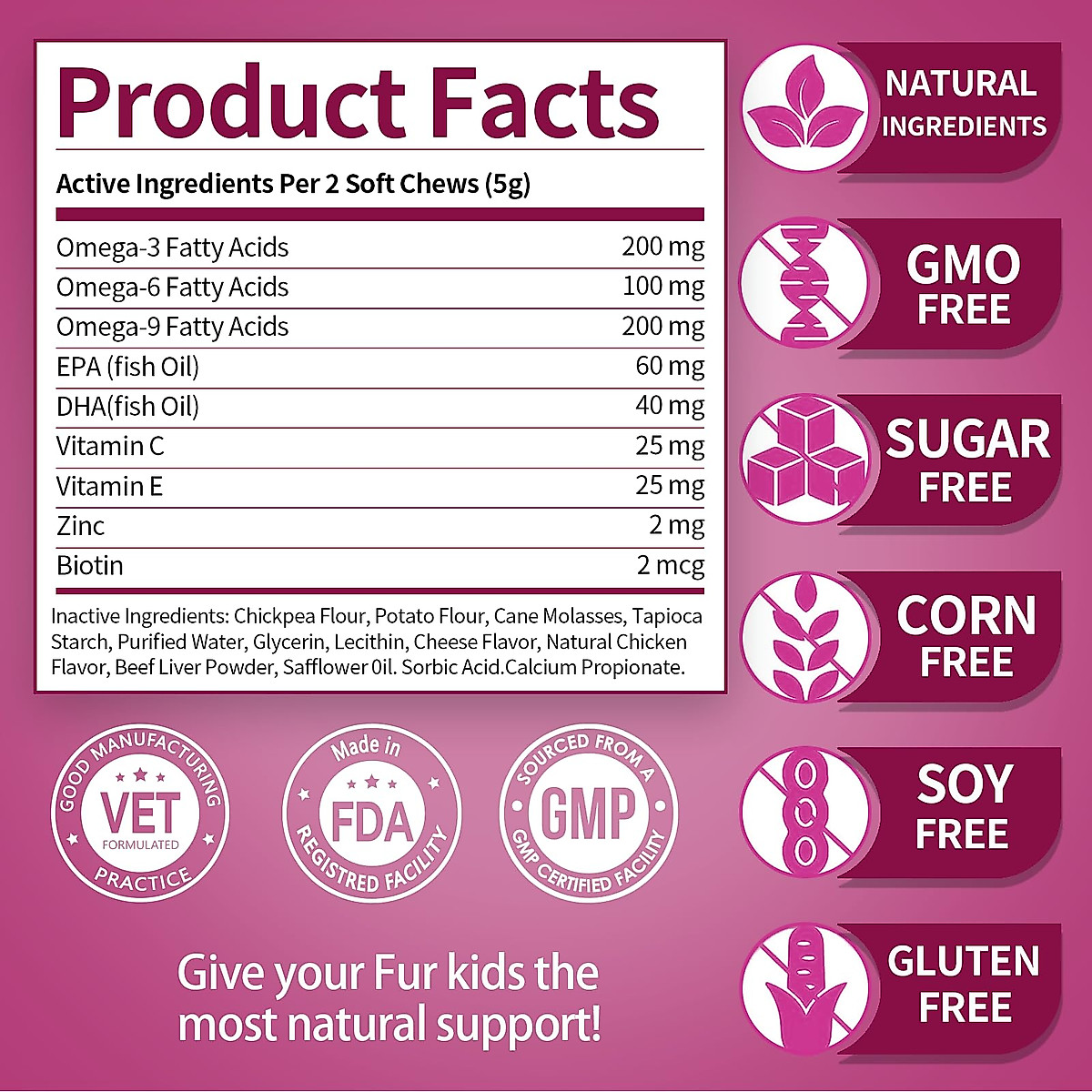 Nutra Kams Skin and Coat with Joint Support for Dogs, Chicken Flavor, 120 Chews, 10.58 oz,