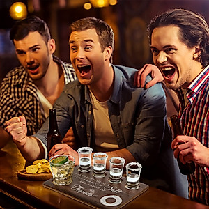 Shot Glasses Serving Tray Wooden Flight Tray Glass Holder Shot Glasses Board Bar Serving Trays for Bar Restaurant Party Family Gathering Can Display Men Women Friends Gifts(Brown Color,9.9 x 7 Inch)