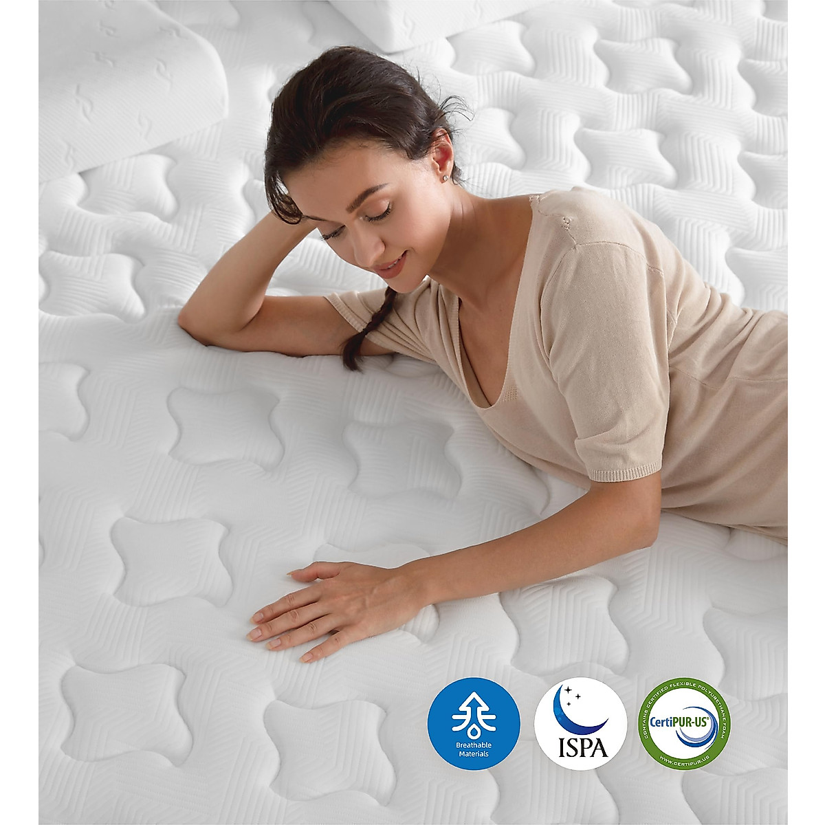 Cejato Full Size Mattress,10 Inch Hybrid Full Mattress in a Box with Memory Foam & Individual Pocket Spring for Pain Relief,Medium Firm White Full Mattresses,CertiPUR-US Certified.
