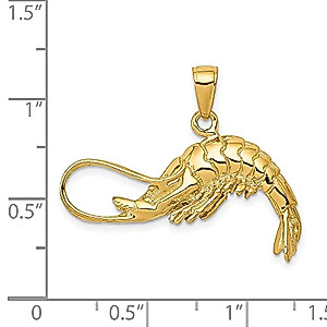 IceCarats 14K Yellow Gold Shrimp Necklace Charm Pendant Only