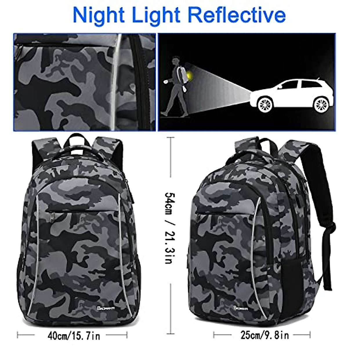 BAOMANYI Travel Laptop Backpack for Men & Women 18.4" Backpack Water Resistant College Bookbag Business Work Computer Bag (Camouflage 2, 18.4 inch)